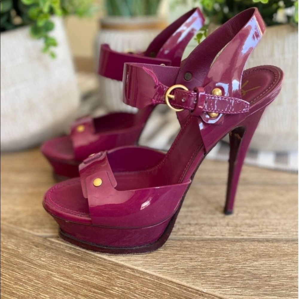 Ysl Vitello Vernice Platform Heels Fuchsia 37 - Gem